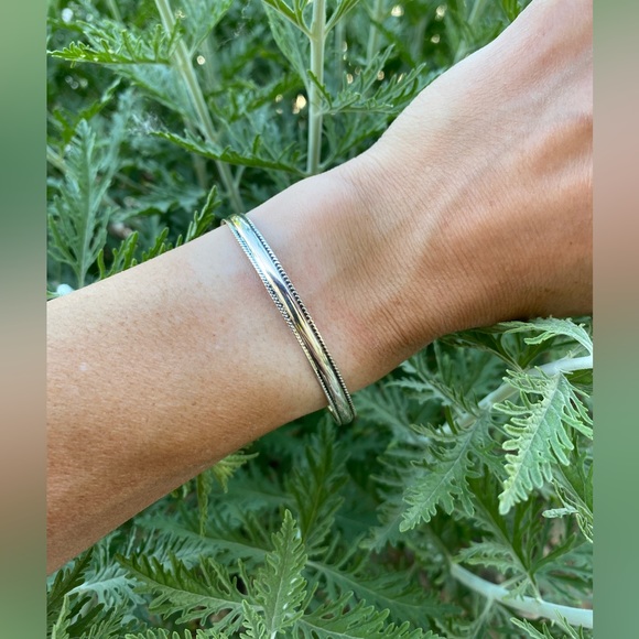Jewelry | Sterling Silver Rope Trim Cuff Bracelet | Poshmark
